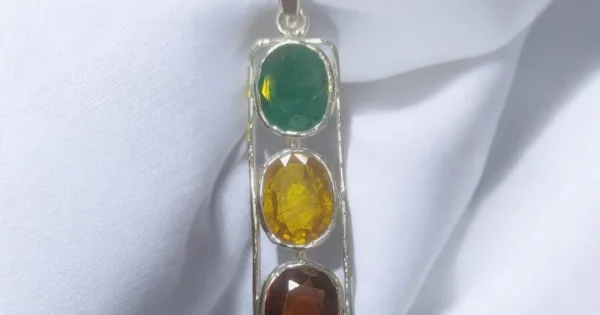 Gemstone Multiple 3 Stone Pendant Design 6 For All Metal
